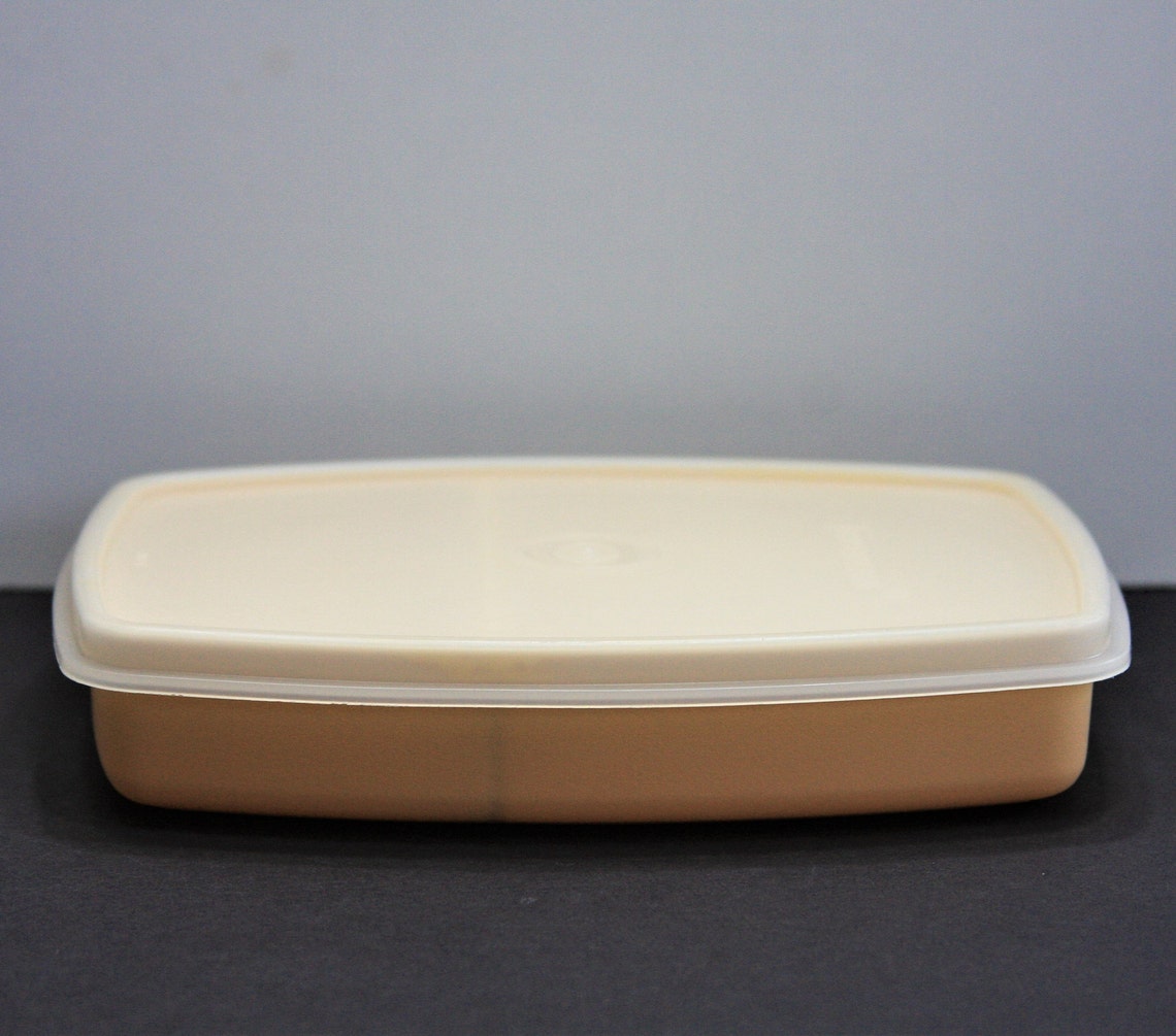 Small Vintage Tupperware Container With 2 Sections. Harvest Gold Color ...