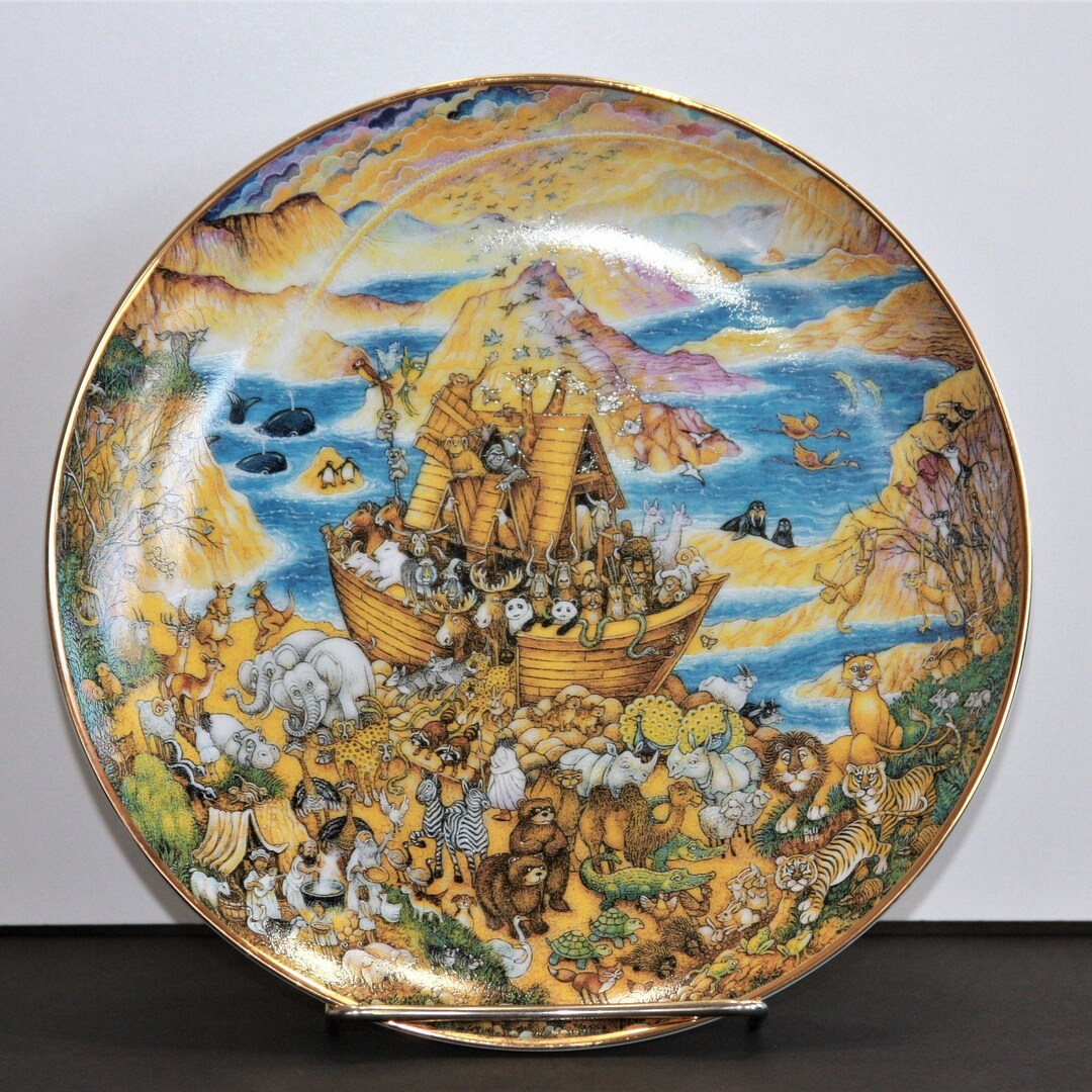 1991 Limited Edition Wall Plate by Bill Bell. Plate Depicts Noah’s Ark ...