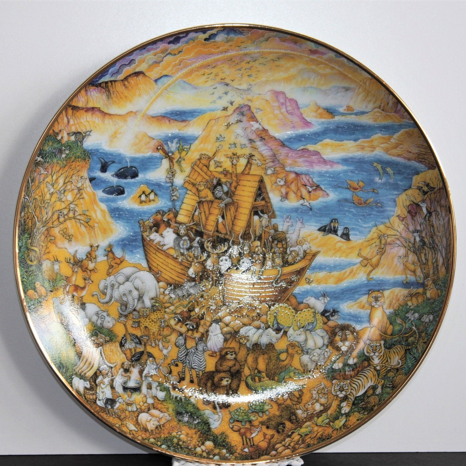 1991 Limited Edition Wall Plate by Bill Bell. Plate Depicts Noah’s Ark ...