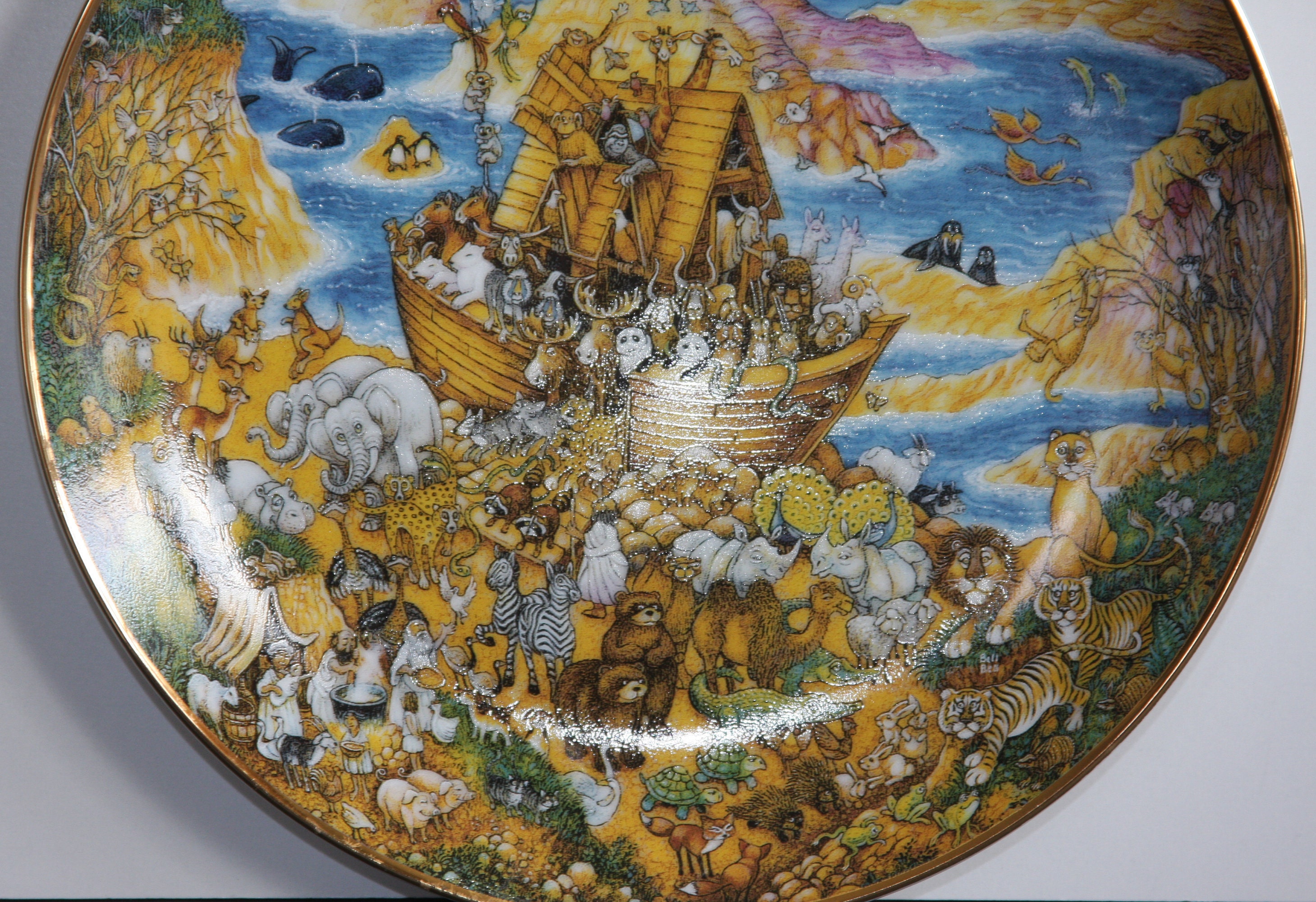 1991 Limited Edition Wall Plate by Bill Bell. Plate Depicts Noah’s Ark ...