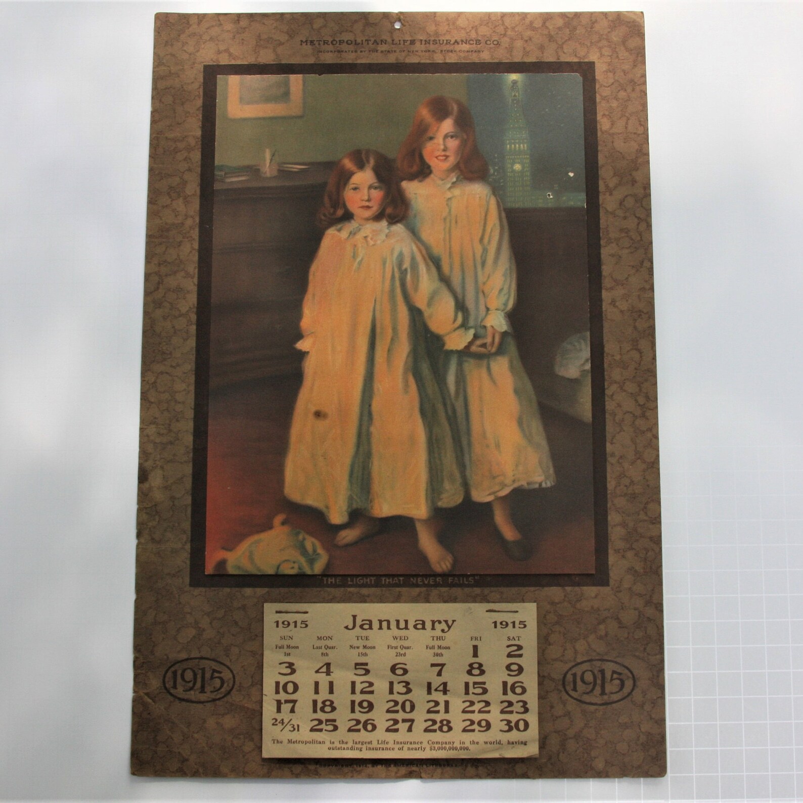 106 Year Old, 1915 Calendar From the Metropolitan Life Ins. Co ...