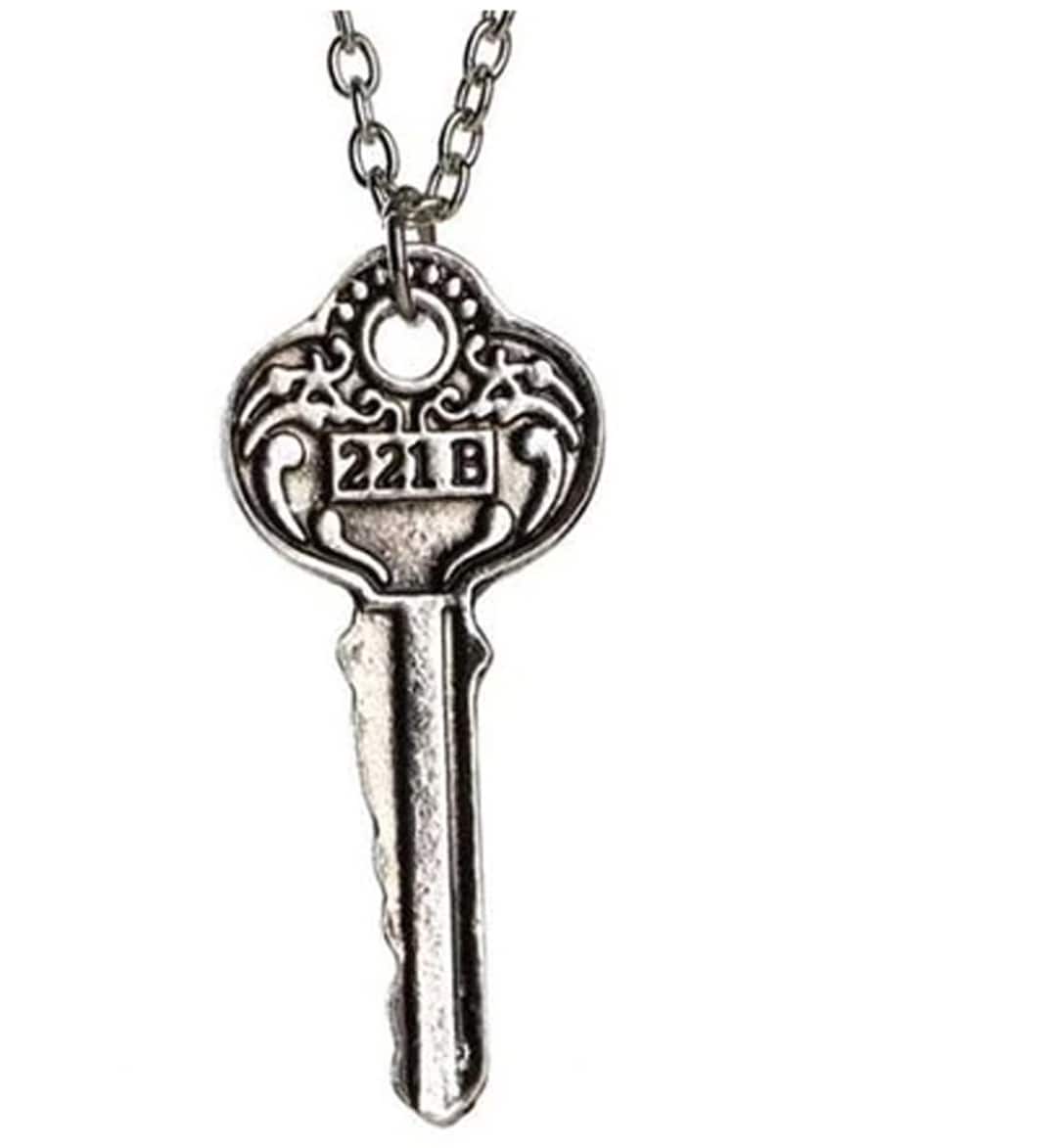 221B Key Necklace: Antique Silver Sherlock Holmes Pendant Free Shipping ...