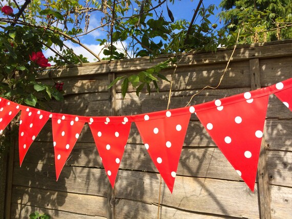 Red bunting Spotty bunting Outdoor bunting Waterproof | Etsy