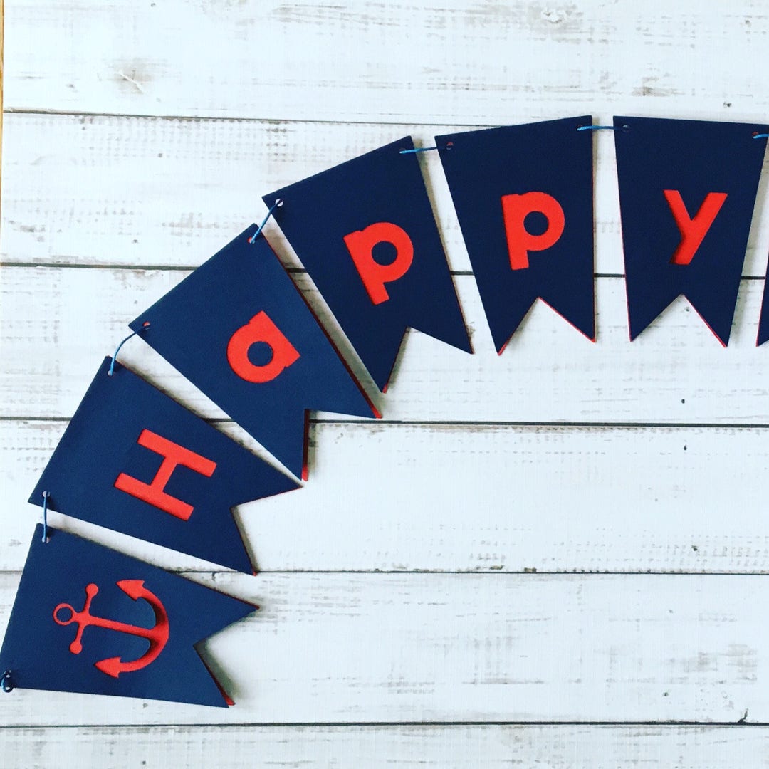 Birthday Banner, Happy Birthday, Nautical Party, First Birthday, Banner ...