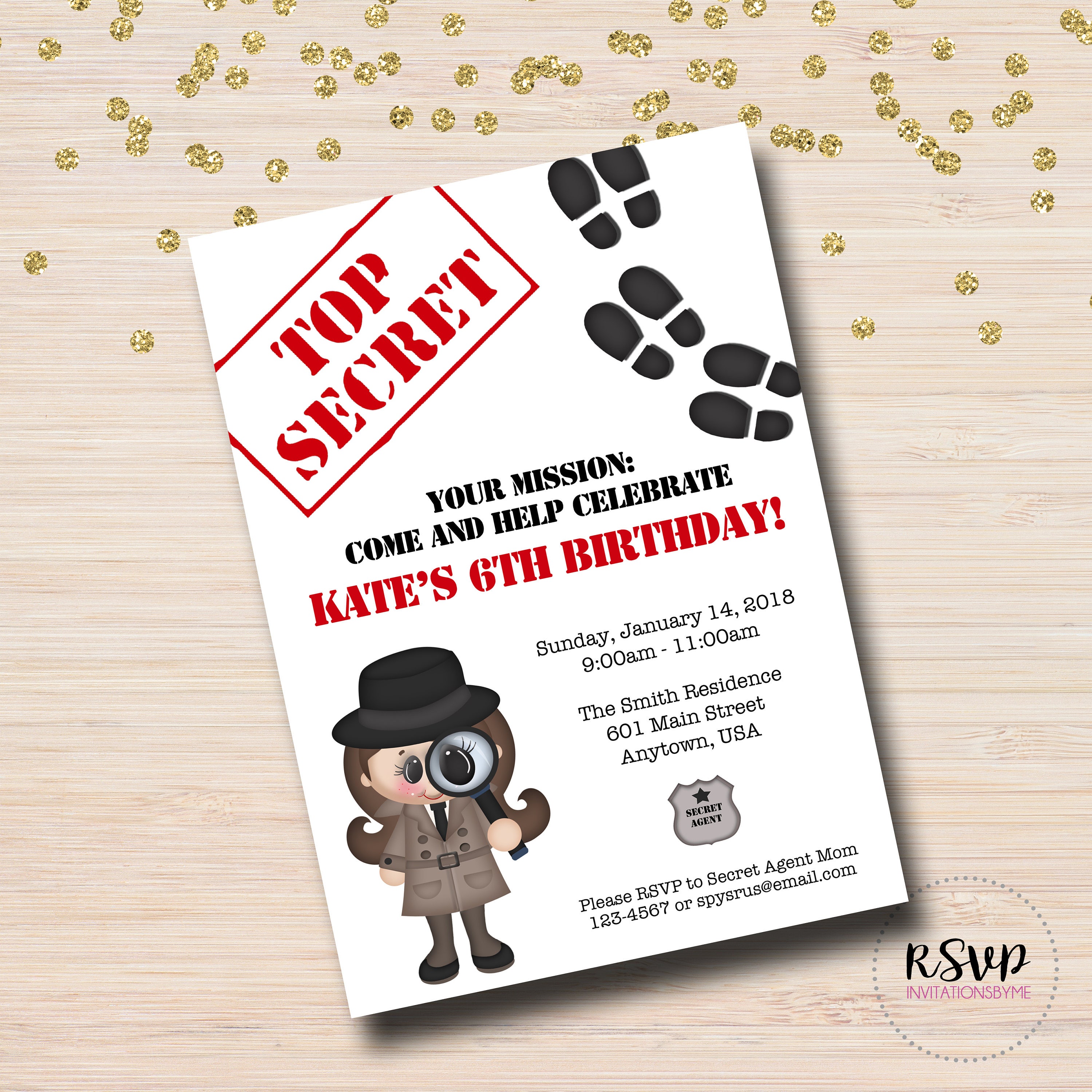 Text Invitation Secret Agent Party Birthday Invite Spy Birthday Party ...