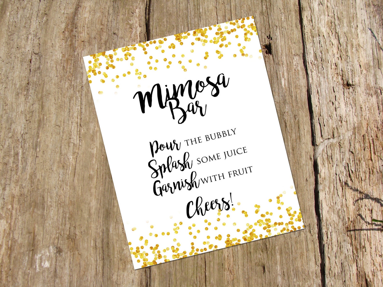 Mimosa Bar Sign Gold Confetti Design Etsy