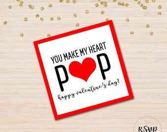 You Make My Heart Pop Valentine's Day Cards & Tags. | Etsy