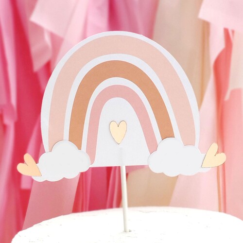 Printable Boho Pink Rainbow Cake Topper Rainbow Party Cake | Etsy