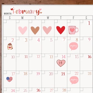 February Calendar Month Magnets | Custom Magnets for Whiteboards ...