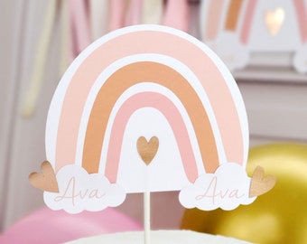 Pastel Rainbow Cake Topper | Etsy
