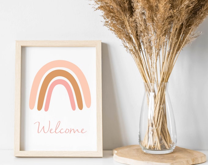 Printable Boho Pink Rainbow Welcome Sign 8 X 10 Rainbow - Etsy