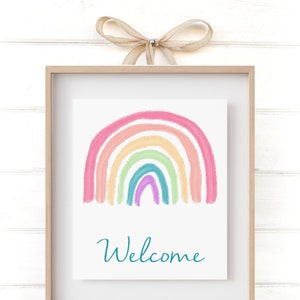 Printable Watercolor Rainbow Welcome Sign 8 X 10 | Rainbow Party | Baby ...