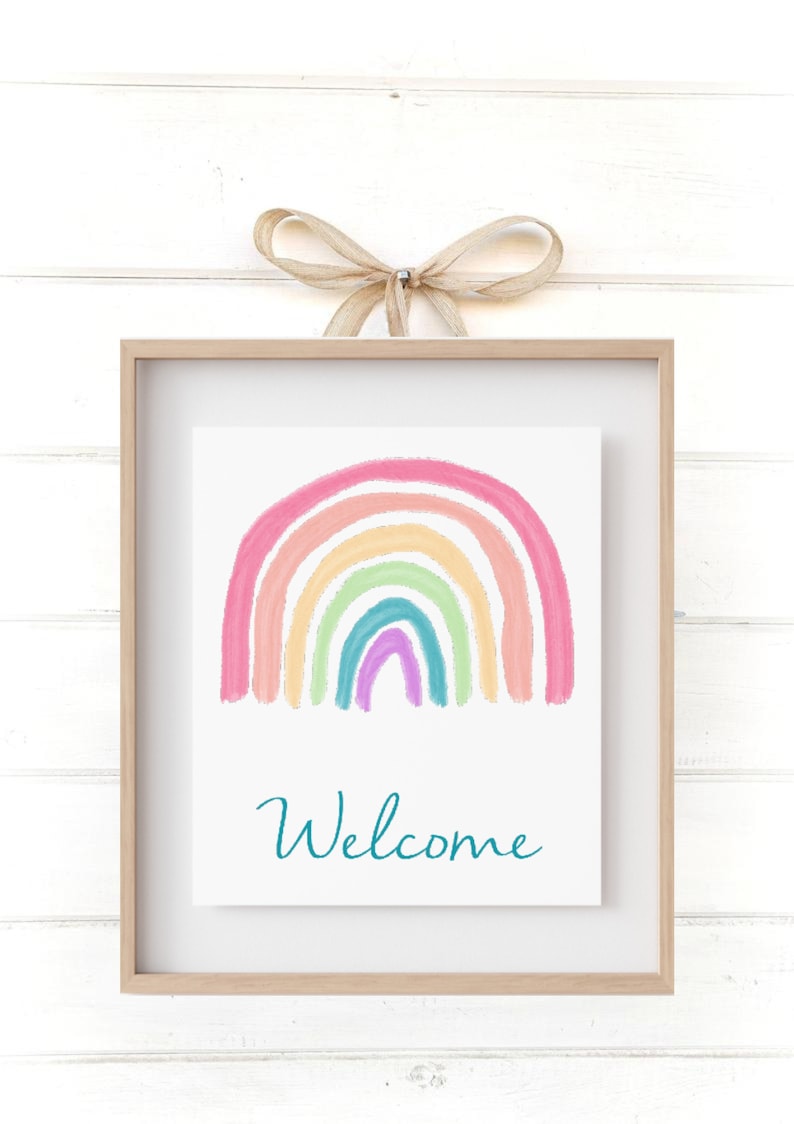 Printable Watercolor Rainbow Welcome Sign 8 X 10 Rainbow - Etsy