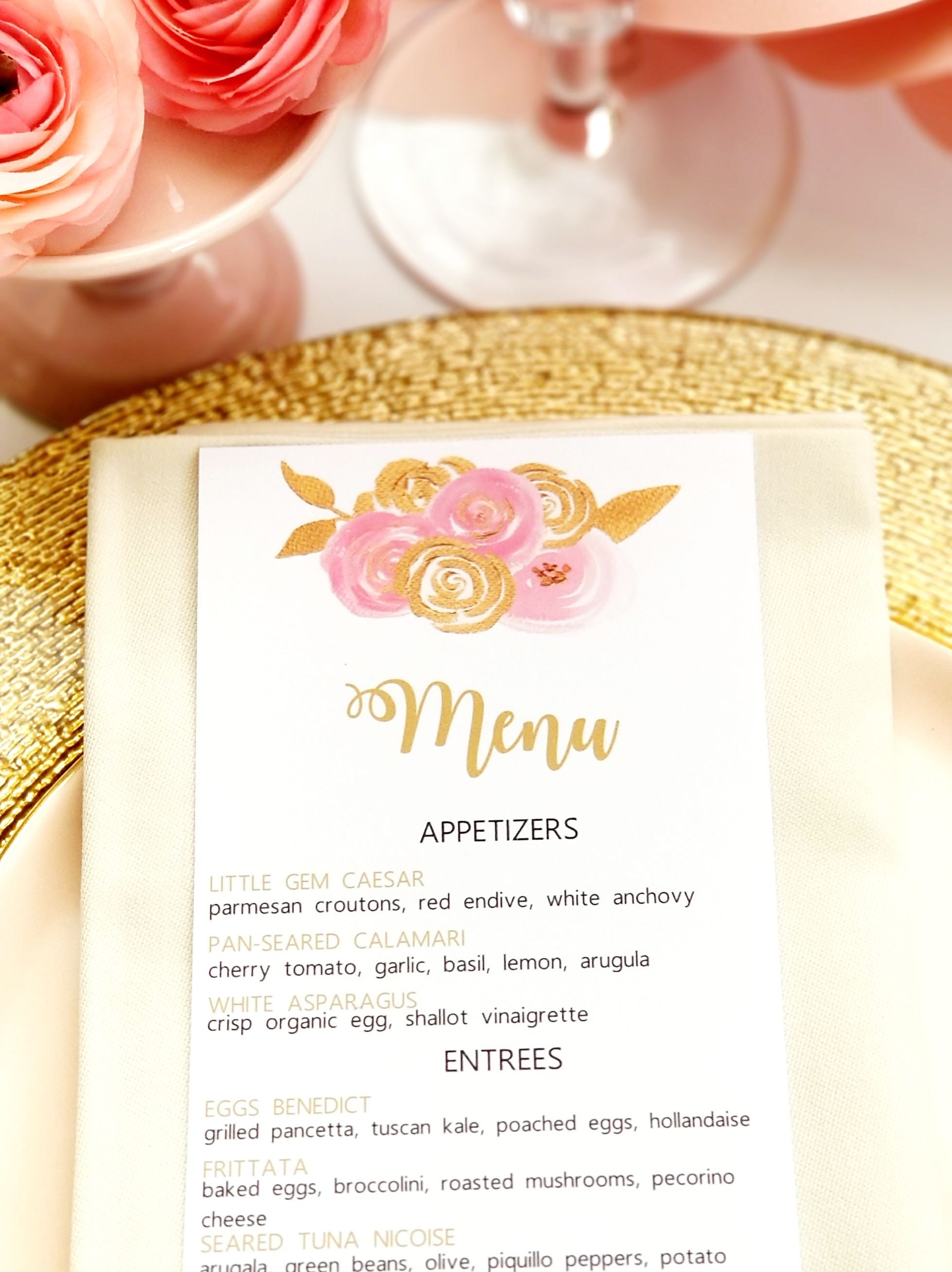 Pink and Gold Floral Menu Baby Shower Menu Brunch Menu | Etsy