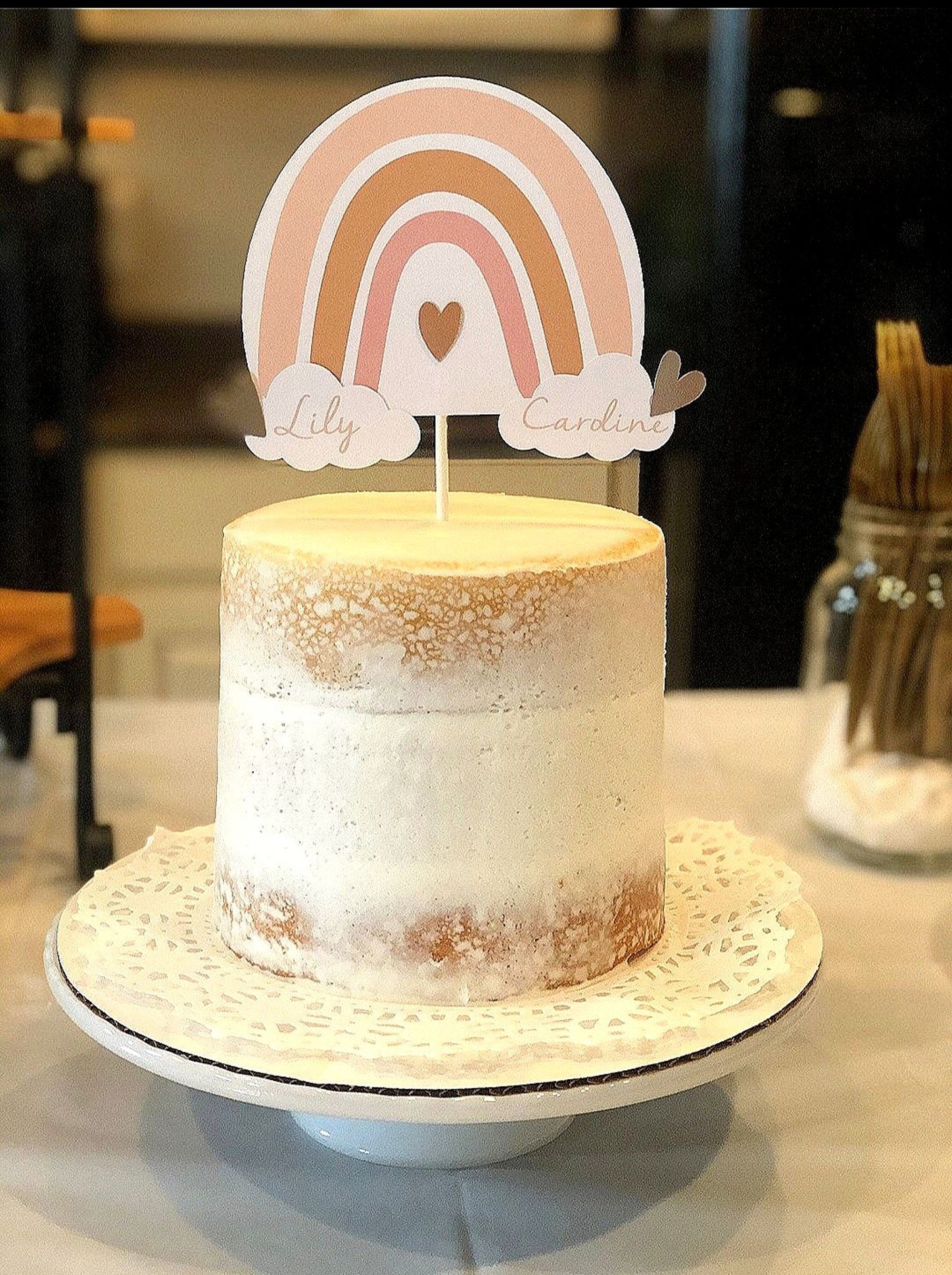 Personalized Boho Pink Rainbow Cake Topper Rainbow Party - Etsy Canada