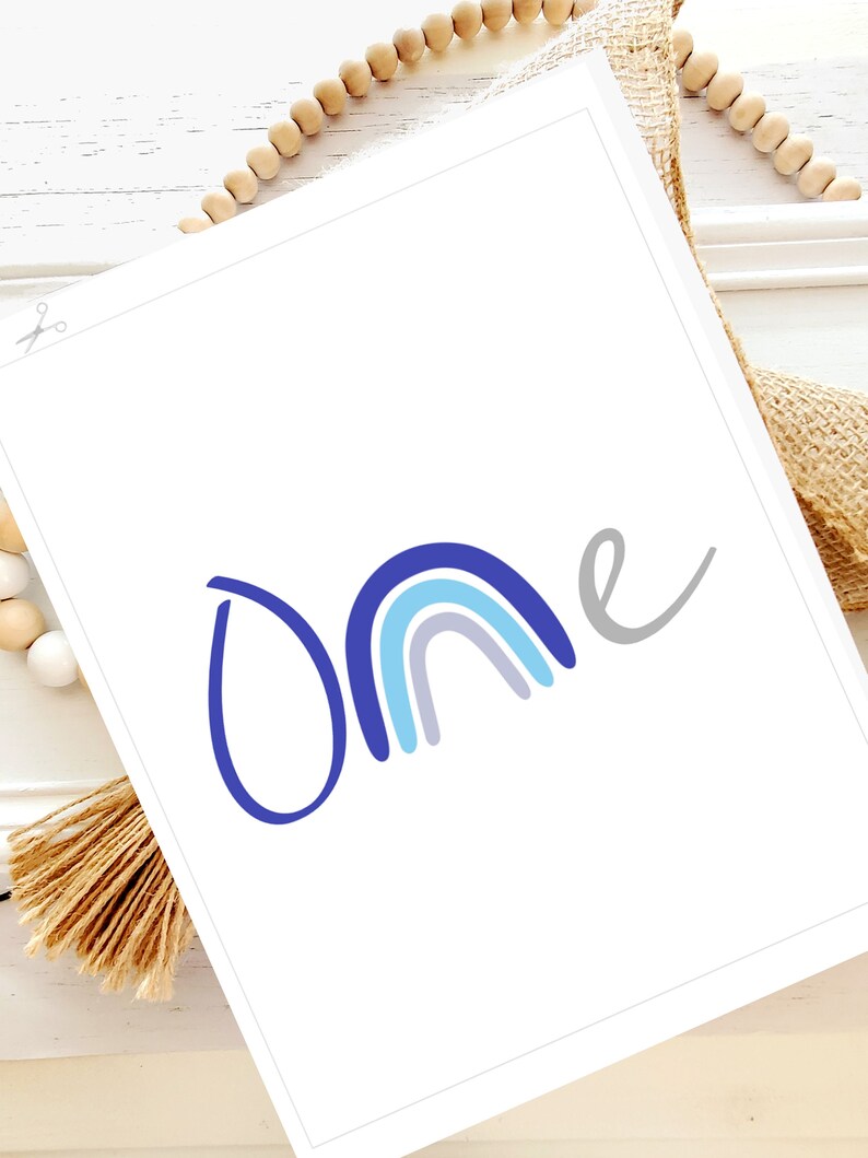 Printable Boho Blue Rainbow One Sign 8 X 10 | Rainbow Party | First ...