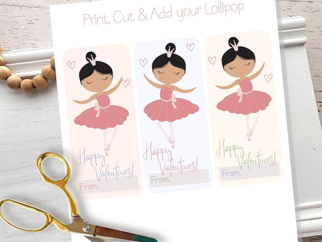 Ballerina Valentine's Day Cards | Printable Valentine's Day Cards for ...