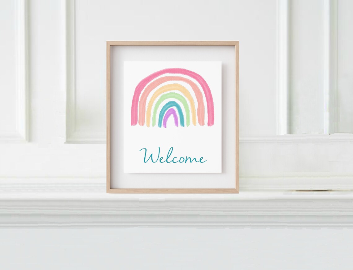 Printable Watercolor Rainbow Welcome Sign 8 X 10 | Rainbow Party | Baby ...