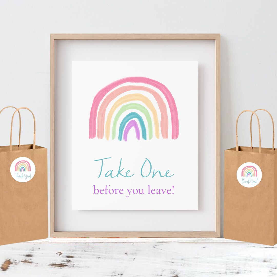 Pastel Watercolor Rainbow Favors Sign 8 X 10 | Rainbow Party | Baby ...