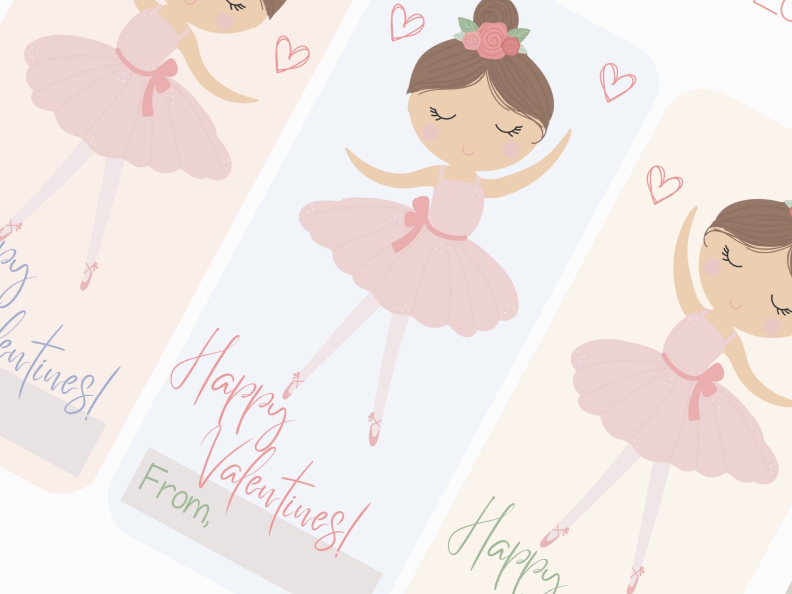Ballerina Valentine's Cards Valentine's Day Gift - Etsy