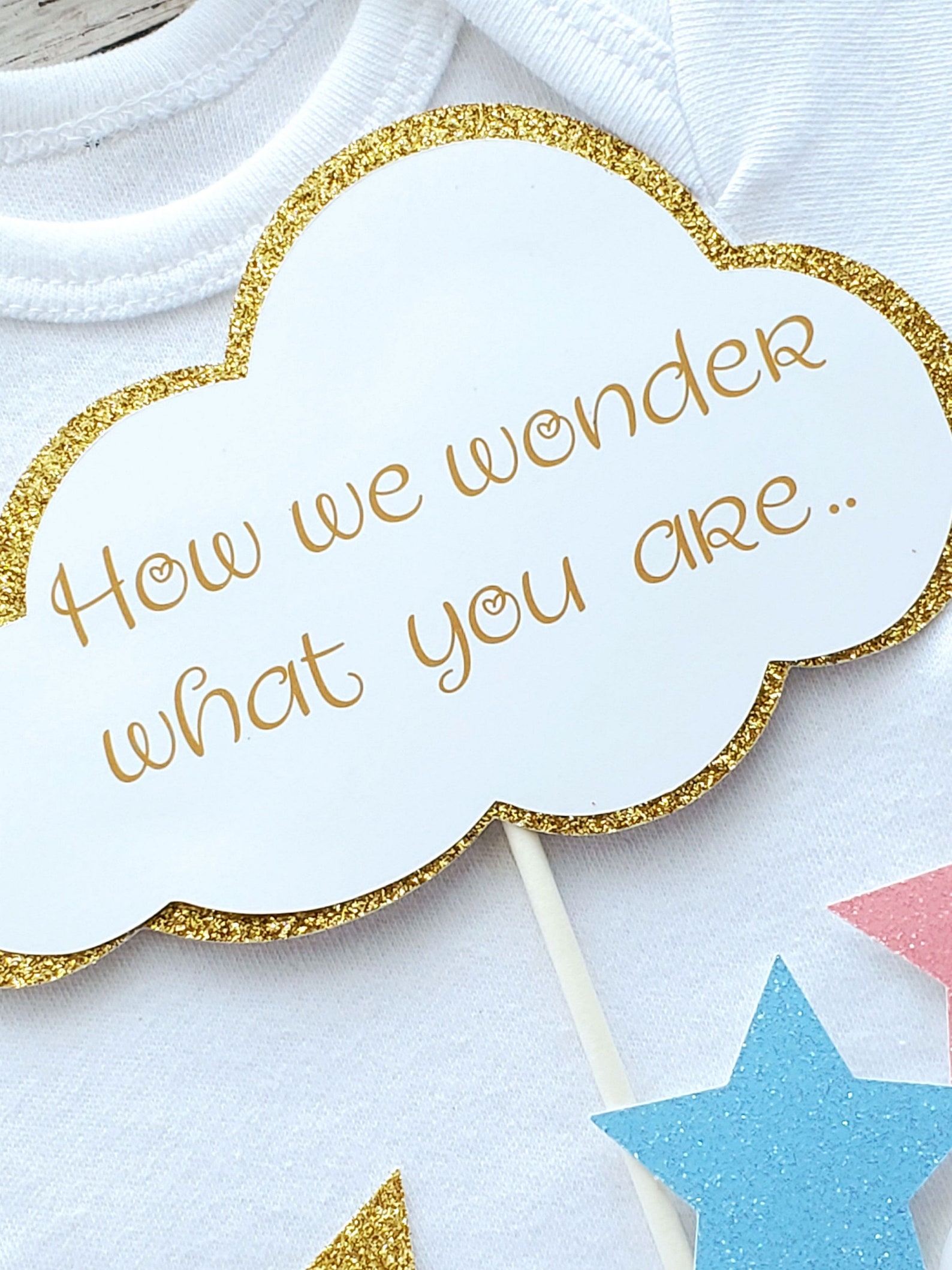 Twinkle Twinkle Little Star and Moon Gender Reveal 5 Piece Centerpiece ...