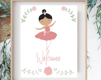 Ballerina Welcome Sign 8 X 10 Printable Sign Ballet - Etsy
