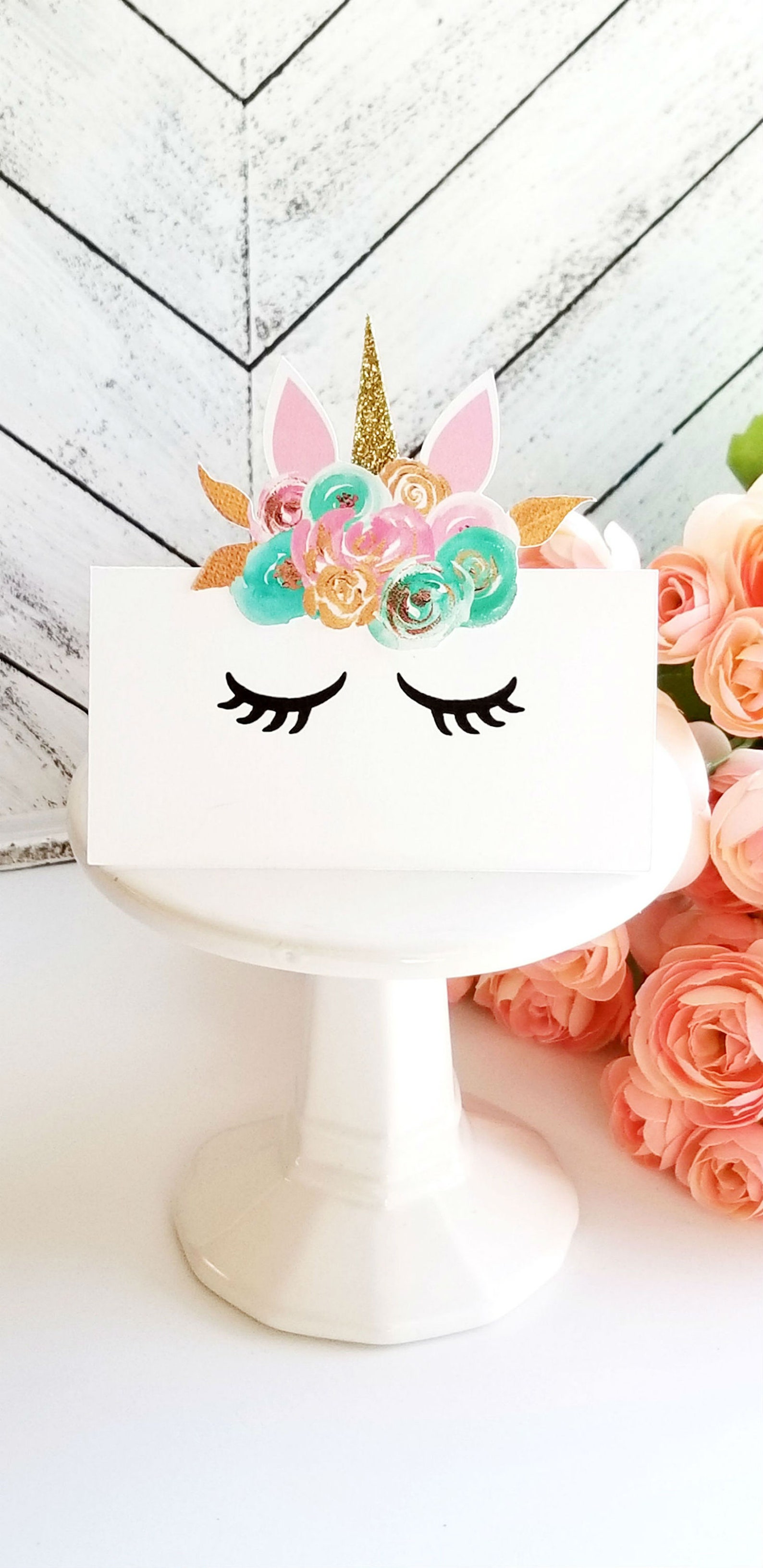 Place Cards - Mint and Gold Unicorn Place Cards - Etsy
