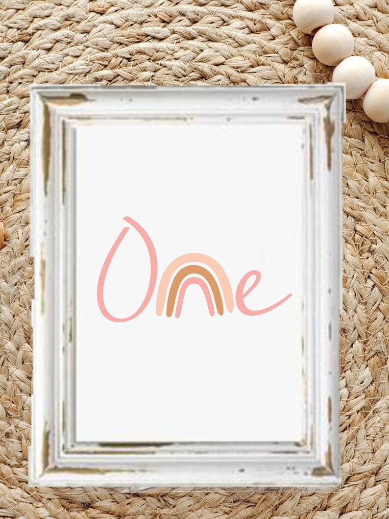 Printable Boho Pink Rainbow One Sign 8 X 10 | Rainbow Party | First ...