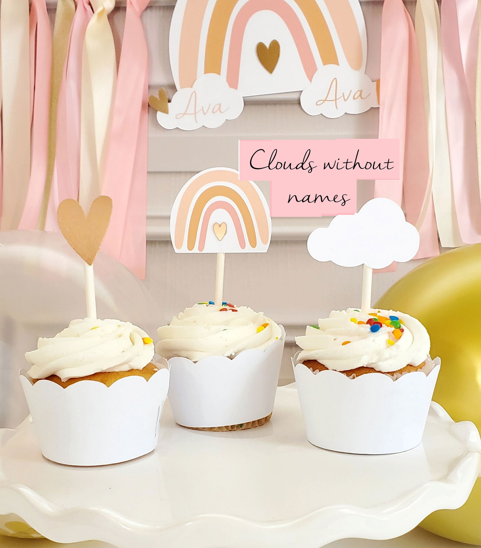 Boho Pink Rainbow Large Party Set Personalized Pink Rainbow - Etsy