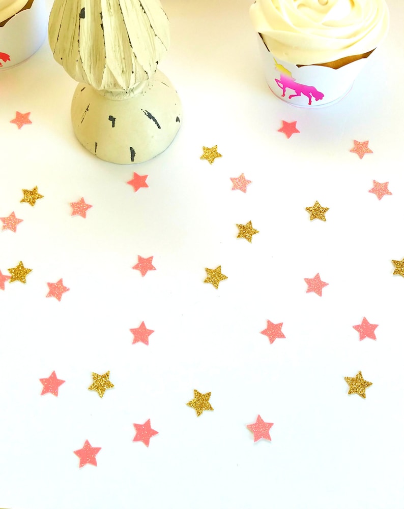 Pink and Gold Star Confetti Table Confetti Birthday - Etsy