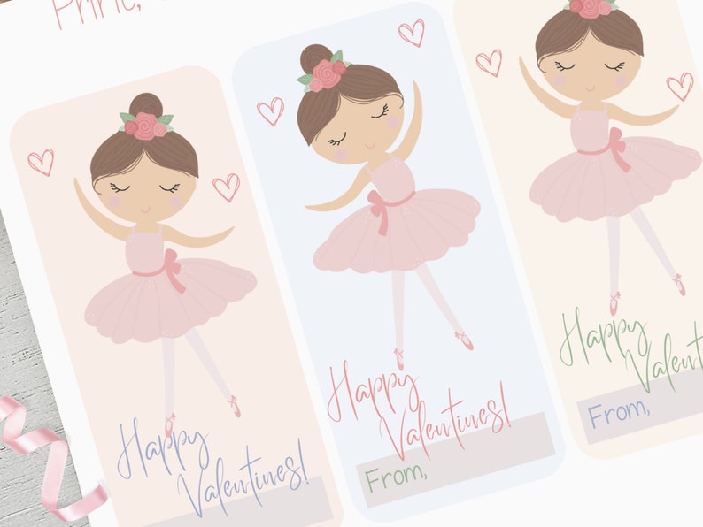 Ballerina Valentine's Cards Valentine's Day Gift - Etsy