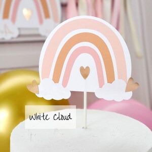 Personalized Boho Pink Rainbow Cake Topper | Rainbow Party Cake Topper ...