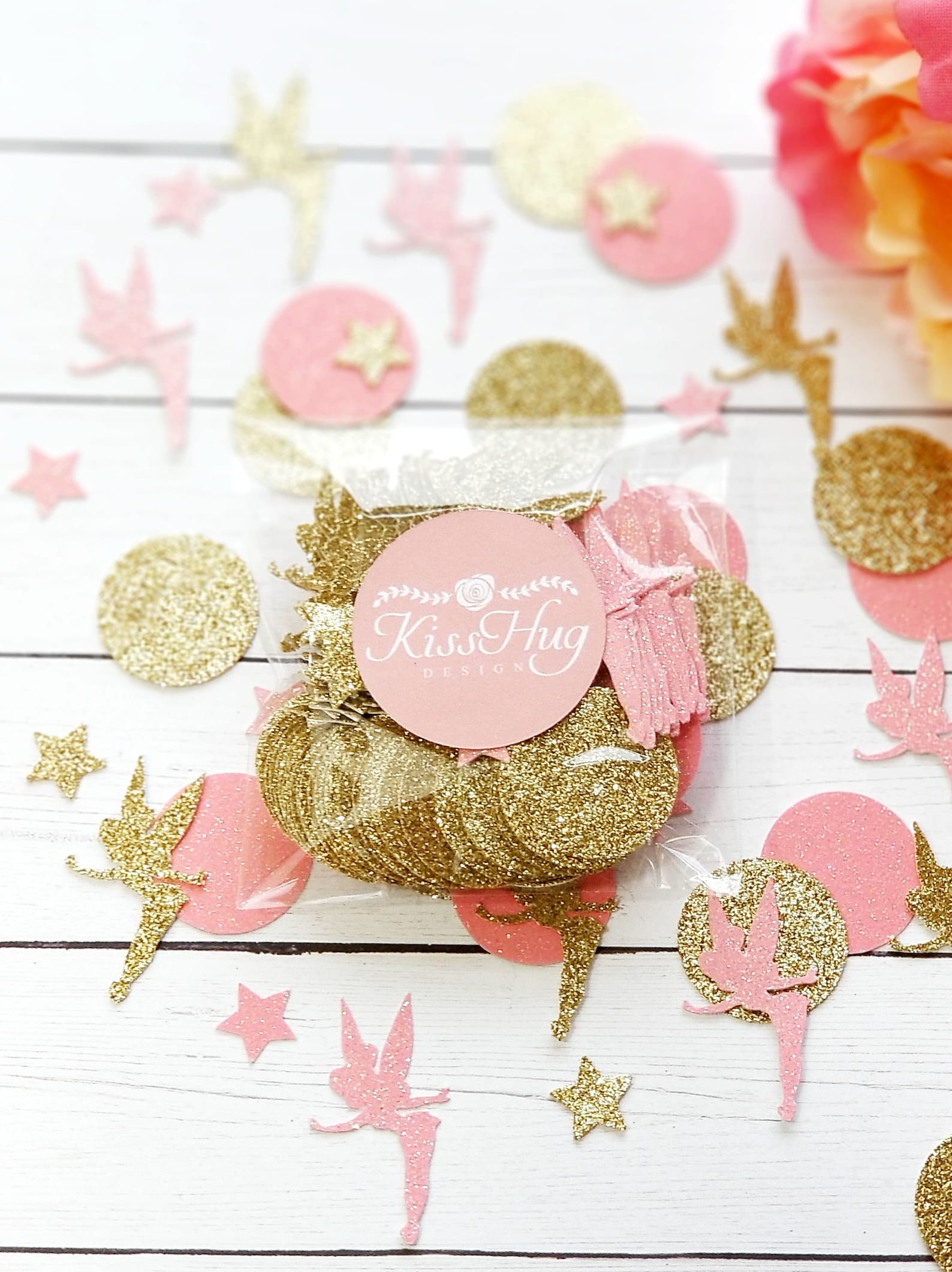 Personalized Pink and Gold Fairy Confetti Tinkerbell Party - Etsy