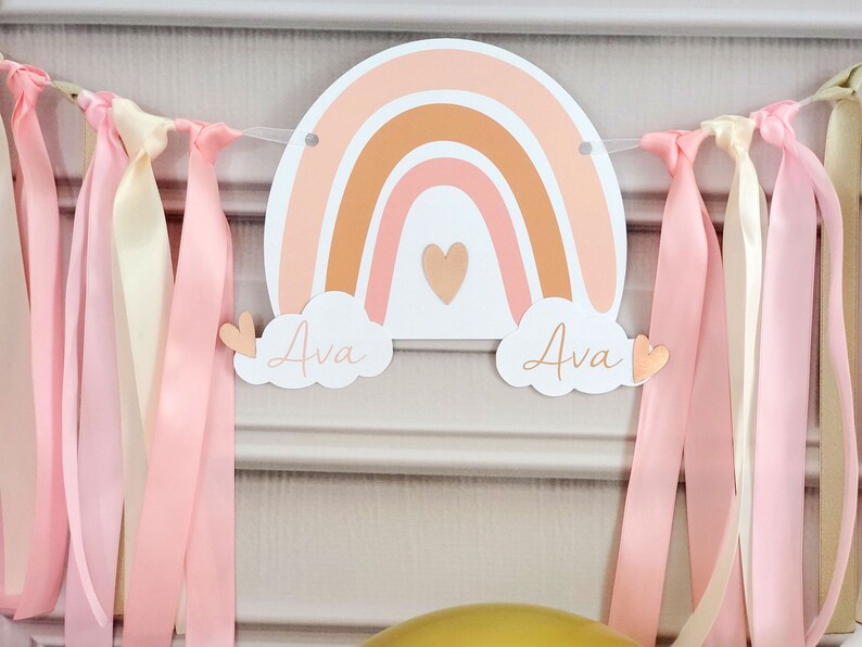 Personalized Pink Rainbow Banner Boho Pink Rainbow High - Etsy
