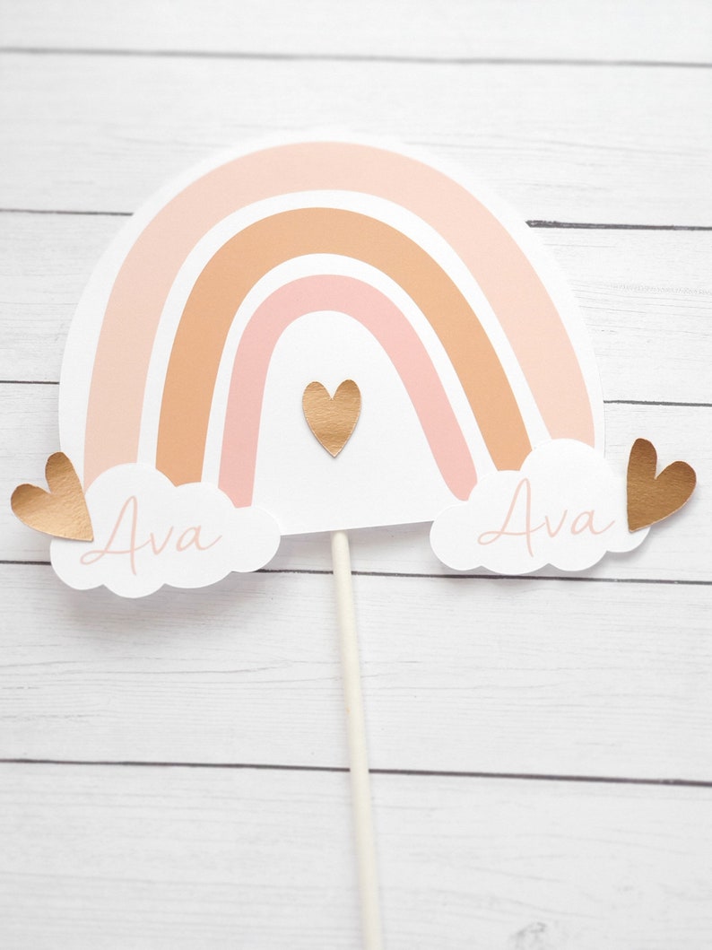 Personalized Boho Pink Rainbow Cake Topper Rainbow Party - Etsy