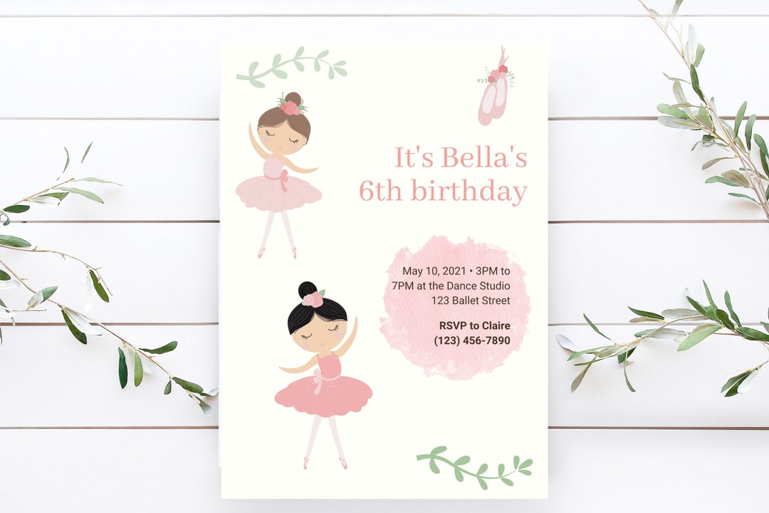 Editable Ballerina Birthday Invitations | Princess Swan Ballerina Party ...