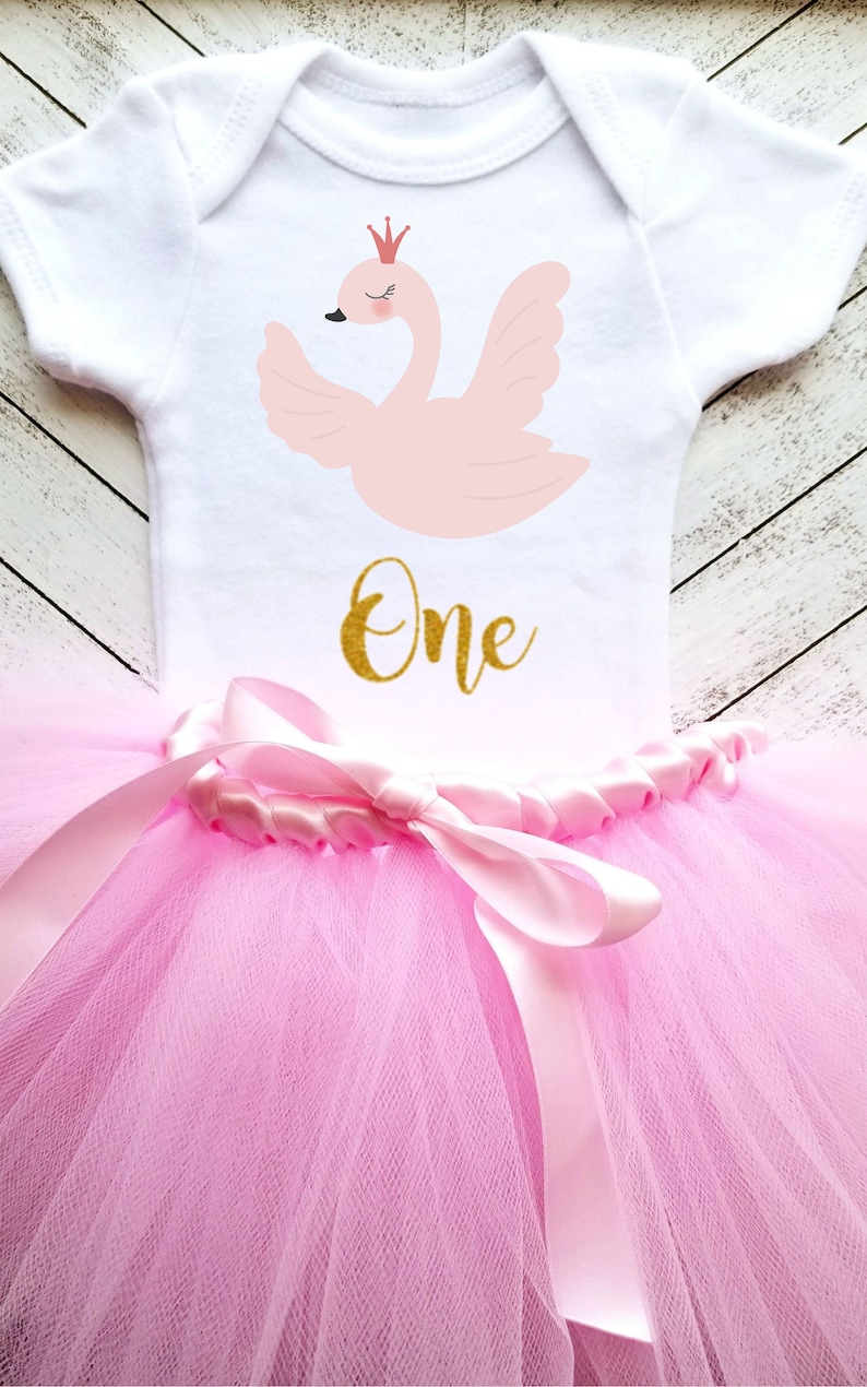 First Birthday Swan Princess Outfit Set | Personalized Baby Gift | Swan ...