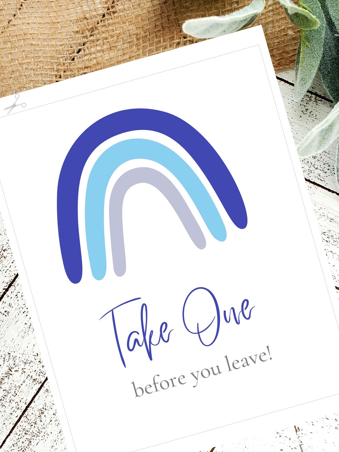 Printable Boho Blue Rainbow Take One Sign 8x10 Rainbow Party - Etsy