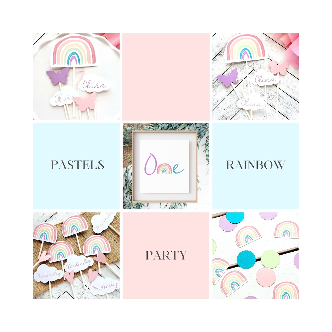 Printable Watercolor Rainbow One Sign 8 X 10 Rainbow Party - Etsy