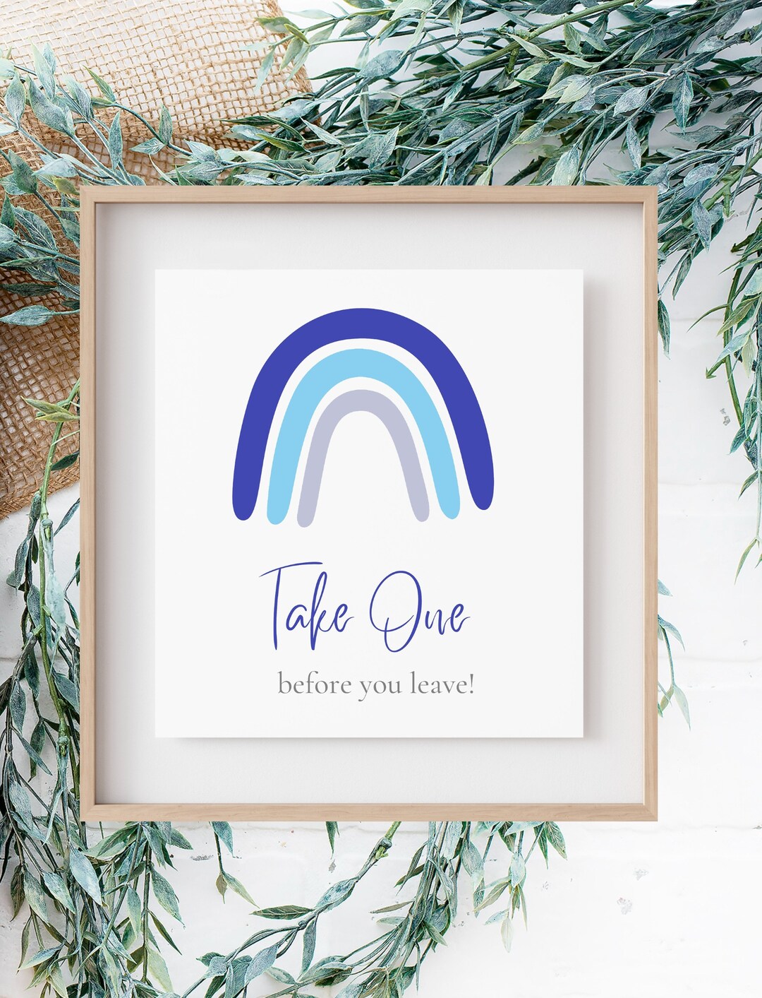 Printable Boho Blue Rainbow Take One Sign 8x10 | Rainbow Party | Baby ...