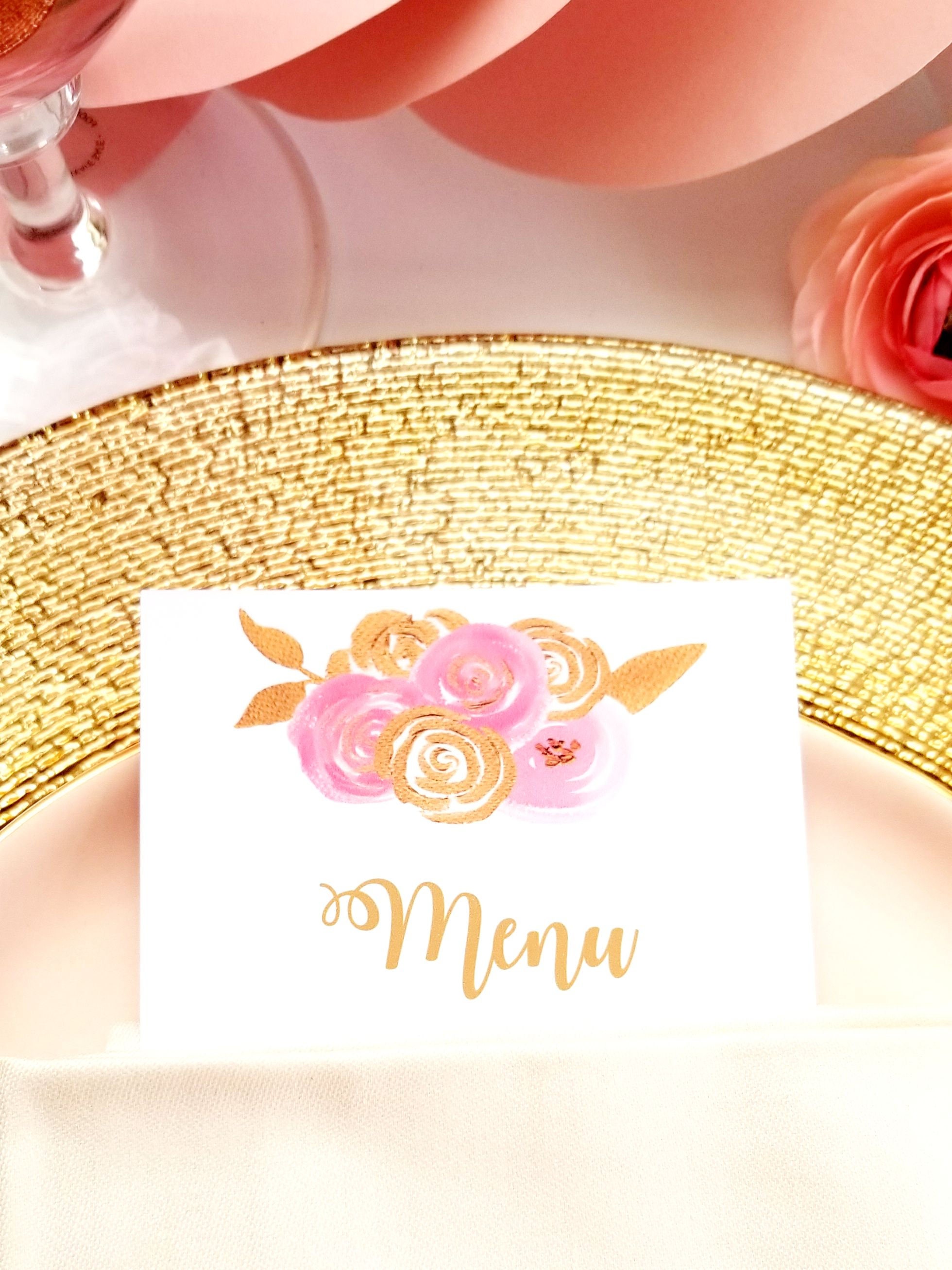 Pink and Gold Floral Menu Baby Shower Menu Brunch Menu | Etsy