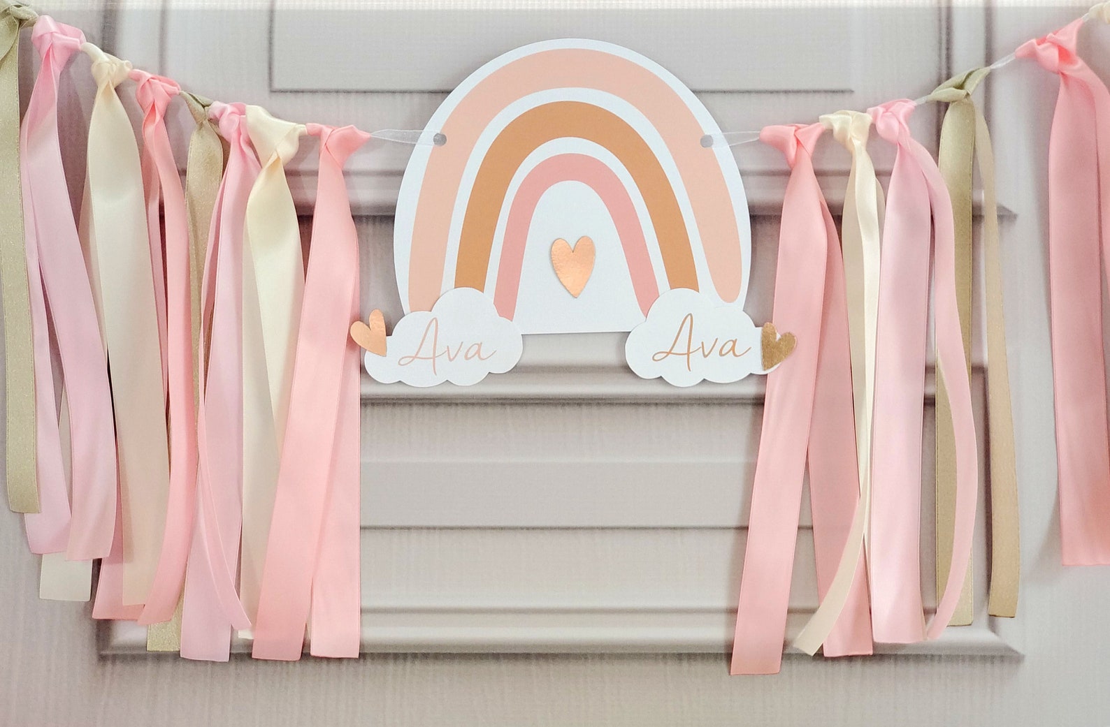 Personalized Pink Rainbow Banner Boho Pink Rainbow High - Etsy