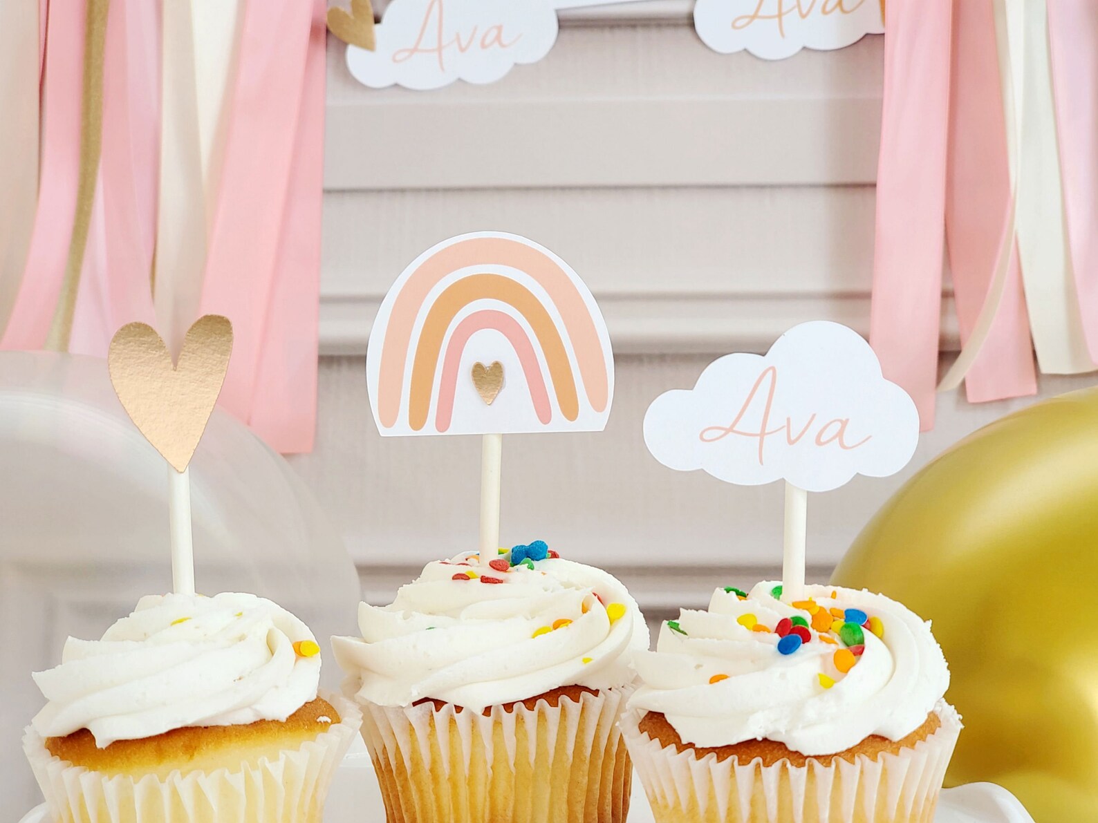 Boho Pink Rainbow Large Party Set Personalized Pink Rainbow - Etsy