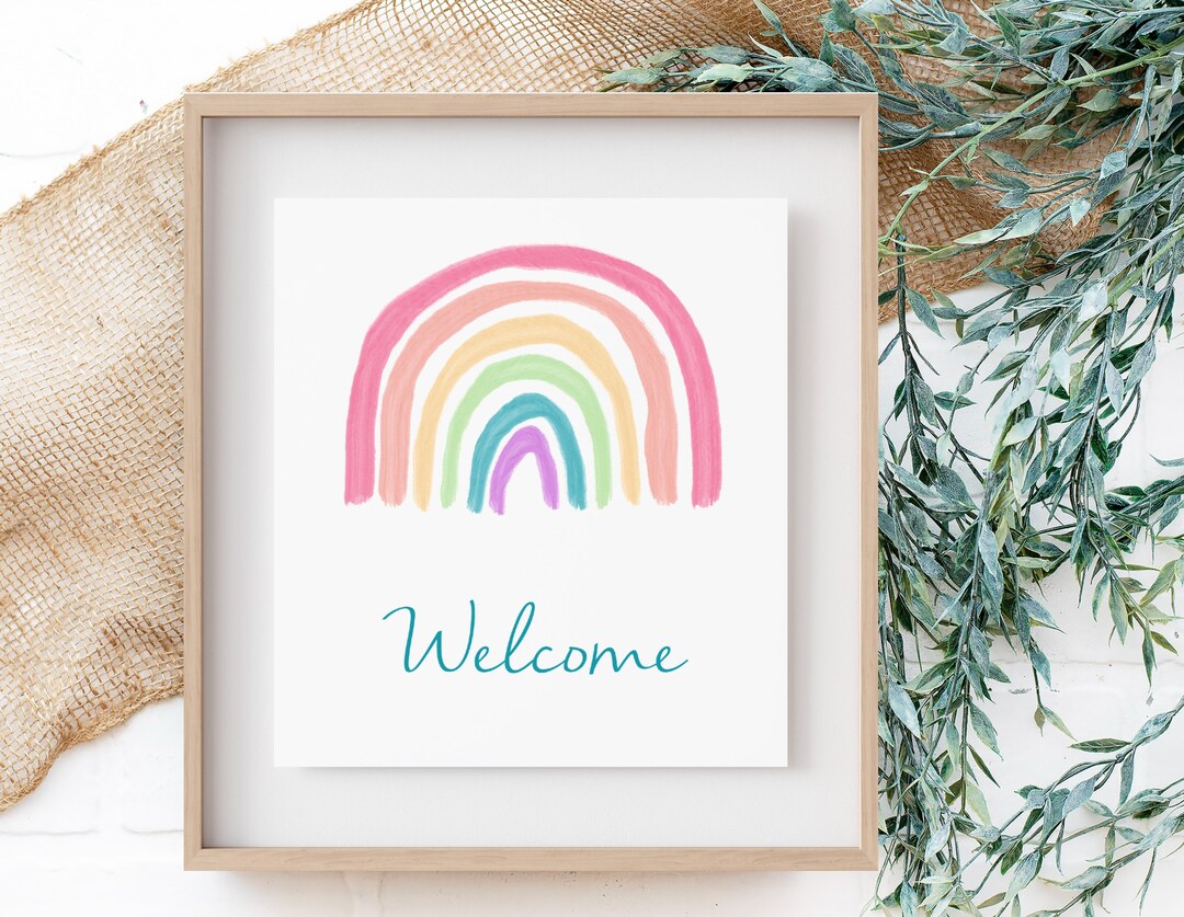 Printable Watercolor Rainbow Welcome Sign 8 X 10 | Rainbow Party | Baby ...