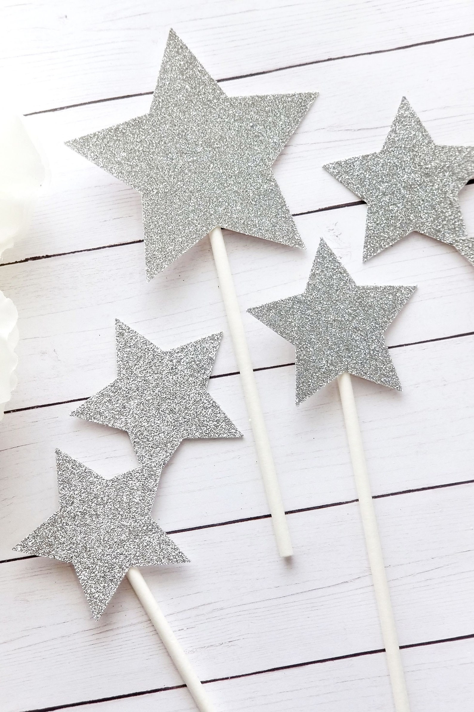 Silver Twinkle Twinkle Little Star Cupcake Toppers-star Party Decor ...