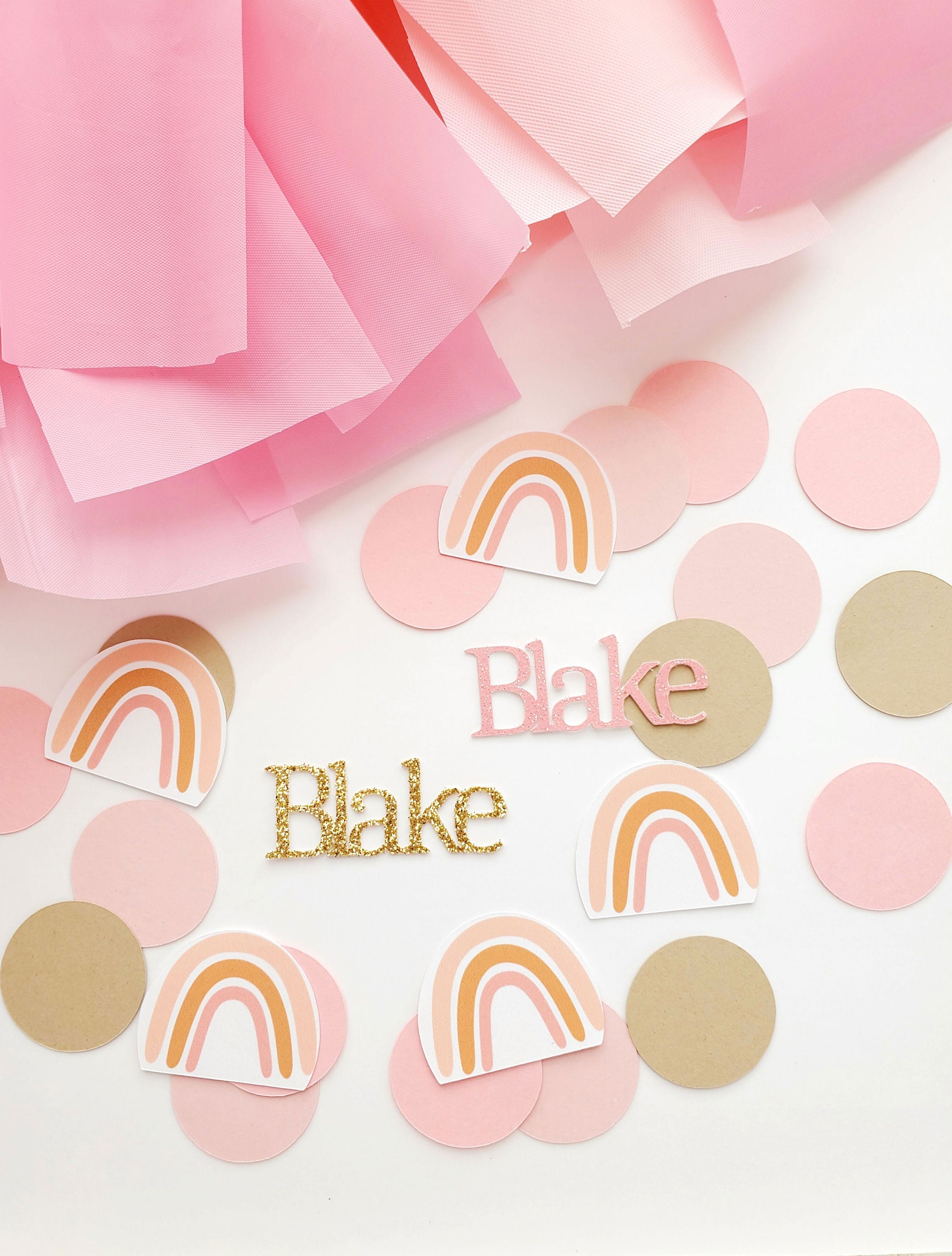 Personalized Pink Pastel Rainbow Confetti Boho Pink Rainbow - Etsy