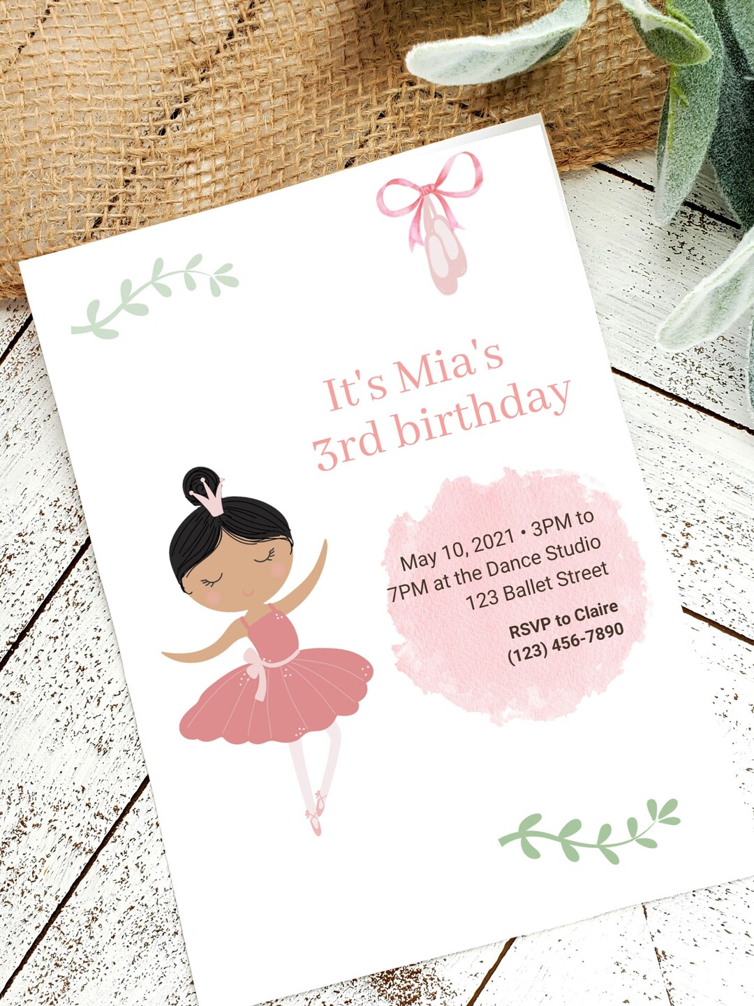 Editable Ballerina Birthday Invitations | Princess Swan Ballerina Party ...