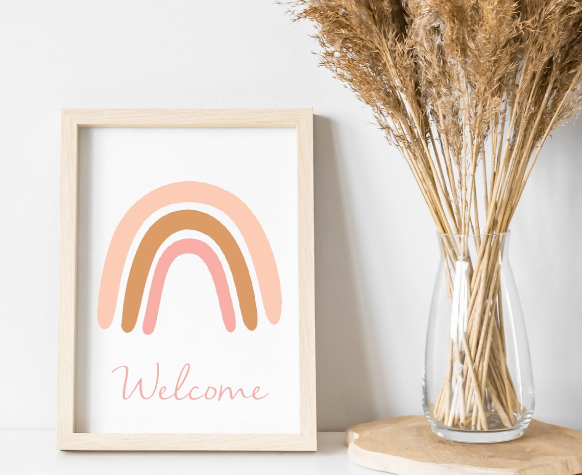 Boho Pink Rainbow Welcome Sign 8 X 10 Birthday Party Baby - Etsy