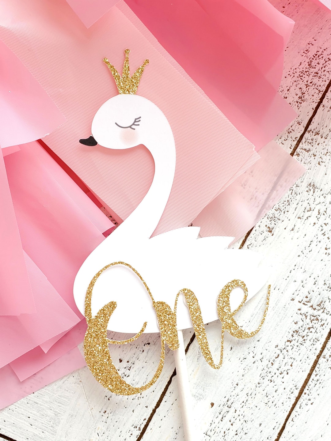 First Birthday Princess Swan Cake Topper | Swan Birthday Party | 1st ...