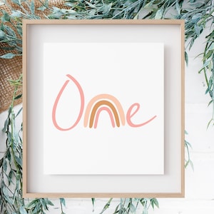 Printable Boho Pink Rainbow One Sign 8 X 10 | Rainbow Party | First ...